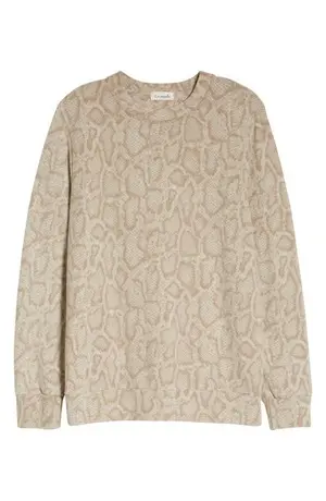 Loveappella Snake Print Crewneck Sweater - Camel
