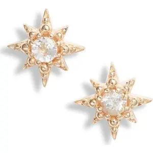 Anzie White Topaz Star Stud Earrings - Gold