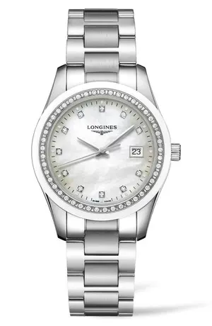 LONGINES Longines Conquest Classic Diamond Index Bracelet Watch Silver/ Mop