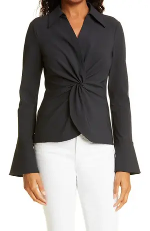 Cinq À Sept Mckenna Knot Waist Shirt - Black