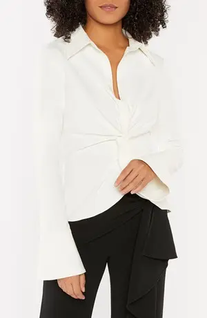 Cinq À Sept Mckenna Knot Waist Shirt - Ivory