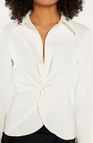 Cinq À Sept Mckenna Knot Waist Shirt - Ivory