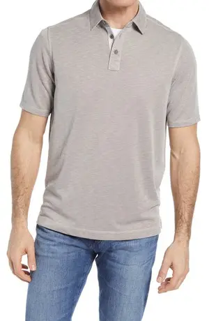 Johnston & Murphy Short Sleeve Slub Knit Polo - Sand