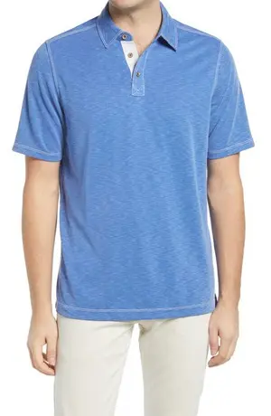 Johnston & Murphy Slub Jersey Polo - Blue