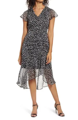 Sam Edelman Printed Ruched Midi Dress