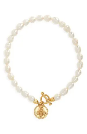 KARINE SULTAN Bee Pendant Pearl Choker - Gold