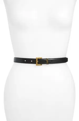 Saint Laurent Saint Laurent YSL Cintura Leather Belt Noir/ Gold