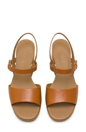 Camper Katie Block Heel Sandal - Medium Brown