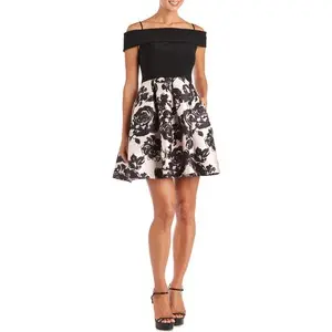 MORGAN & CO Cold-shoulder Pleated Skater Dress