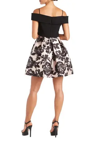 MORGAN & CO Cold-shoulder Pleated Skater Dress