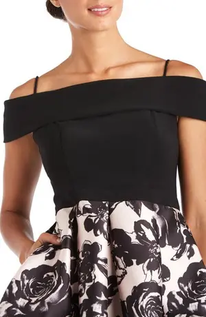 MORGAN & CO Cold-shoulder Pleated Skater Dress