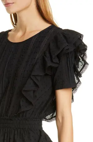 LoveShackFancy Natasha Ruffle Tiered Minidress - Black