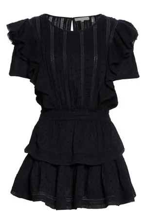 LoveShackFancy Natasha Ruffle Tiered Minidress - Black