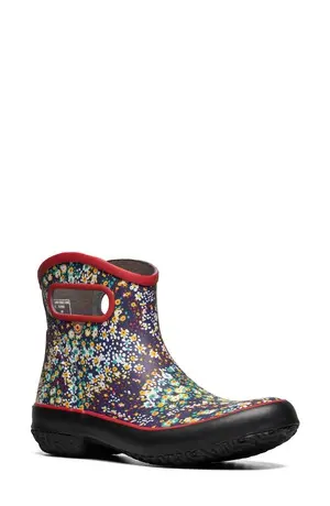 Bogs Patch Ankle Waterproof Rain Boot Red Multi