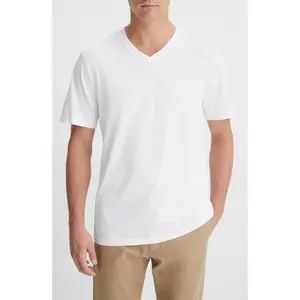 Vince Regular Fit Garment Dyed V-neck T-shirt - Optic White