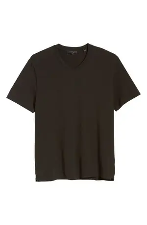 Vince Regular Fit Garment Dyed V-neck T-shirt - True Black