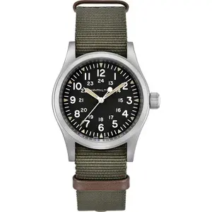 Hamilton Khaki Field Mechanical Nato Strap Watch - Black