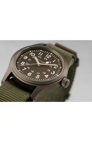 Hamilton Khaki Field Mechanical Nato Strap Watch - Green
