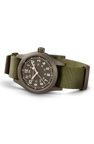 Hamilton Khaki Field Mechanical Nato Strap Watch - Green