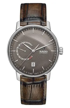 RADO RADO Coupole Classic Automatic Leather Strap Watch Brown/ Grey/ Silver