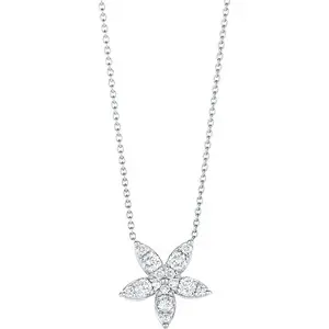 Kwiat Diamond Sunburst Flower Pendant Necklace - White Gold
