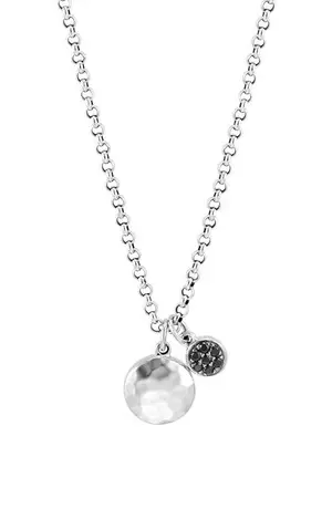 John Hardy Dot Hammered Double Pendant Rolo Chain Necklace - Black