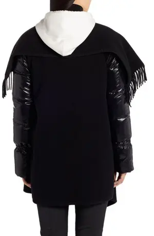 Moncler Mantella Down Puffer Sleeve Wool Cape Coat