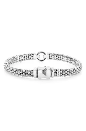 Lagos Enso Boxed Circle Station Caviar Rope Bracelet - Sterling Silver
