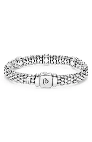 Lagos Fluted Station Caviar Rope Bracelet