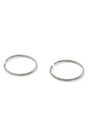 John Hardy Carved Chain Hoop Earrings - Silver