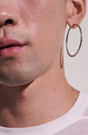 John Hardy Carved Chain Hoop Earrings