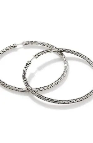 John Hardy Carved Chain Hoop Earrings