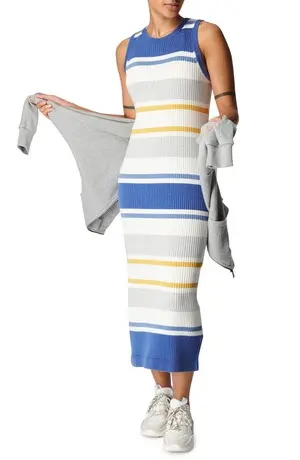 Sweaty Betty Stripe Sleeveless Midi Sweater Dress