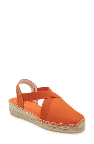 TONI PONS Verona Espadrille Wedge - Orange Fabric