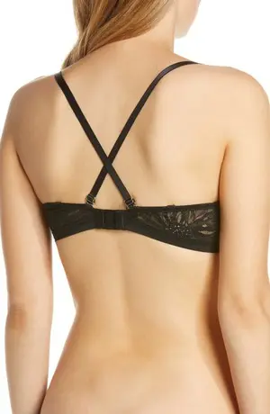 ON GOSSAMER Sleek Micro Lace Underwire Convertible Push-up Bra - Black