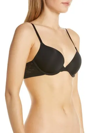 ON GOSSAMER Sleek Micro Lace Underwire Convertible Push-up Bra - Black