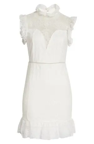 Bebe Lace Mock Neck Dress