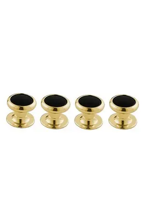 David Donahue Set Of 4 Onyx Studs - Gold