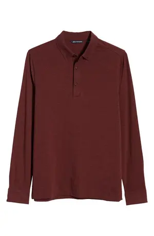 Cutter & Buck Advantage Drytec Long Sleeve Performance Polo Bordeaux Heather