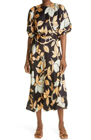 Stine Goya Aubrie Lemon Print Puff Sleeve Dress