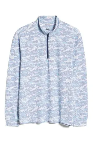 Cutter & Buck Traverse Camo Quarter Zip Pullover - Indigo