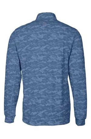 Cutter & Buck Traverse Camo Quarter Zip Pullover - Navy Blue