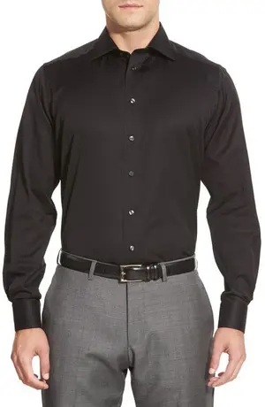 Eton Contemporary Fit Twill Dress Shirt - Black