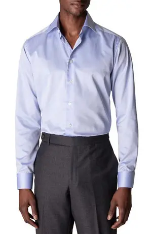 Eton Signature Contemporary Fit Cotton Twill Dress Shirt Bluednu