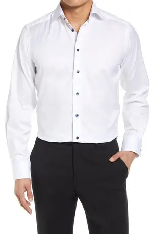 Eton Eton Contemporary Fit Twill Dress Shirt White/ Navy