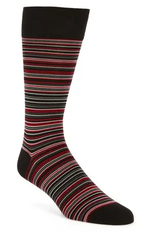 Cole Haan Cole Haan Multistripe Crew Socks Red Stripe/ Black