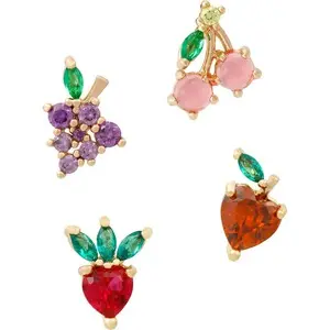 GIRLS CREW Fruit Basket Mismatched Stud Earrings Set - Gold