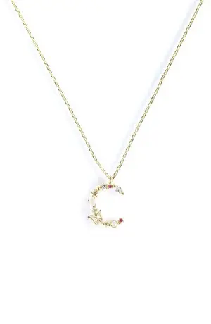 GIRLS CREW Flutterfly Initial Necklace Gold - C