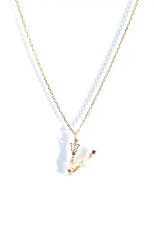 GIRLS CREW Flutterfly Initial Necklace Gold V