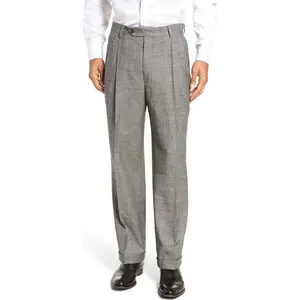 Berle Touch Finish Pleated Plaid Trousers
